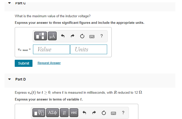 Solved The circuit parameters in the circuit of Part A | Chegg.com