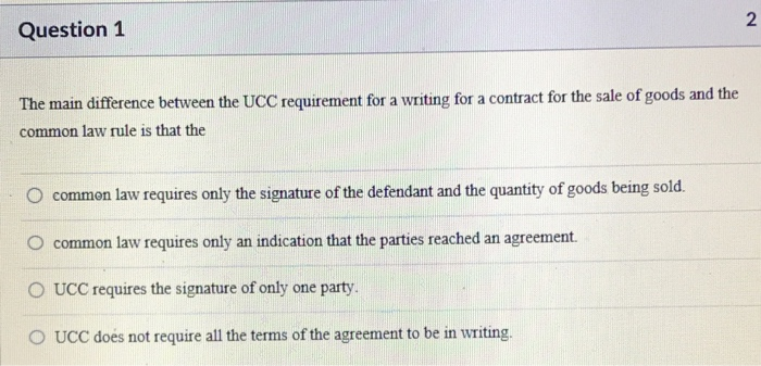 Solved 2 Question 1 The main difference between the UCC | Chegg.com