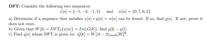 Solved Dft Consider The Following Two Sequences X[n]