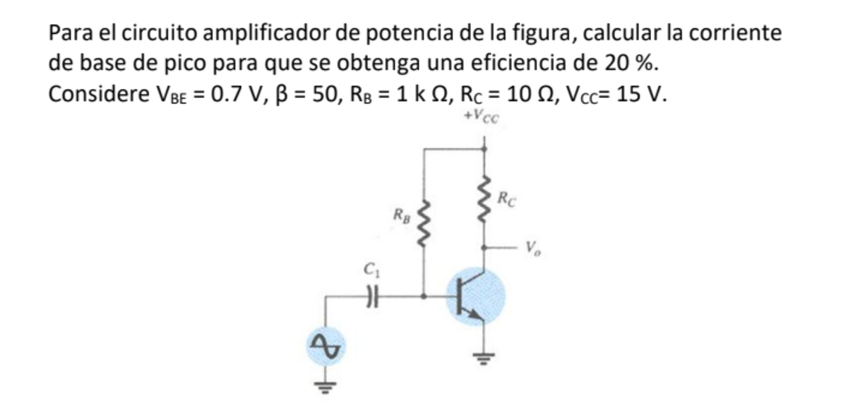 Solved Para el ﻿circuito amplificador de ﻿potencia de la | Chegg.com