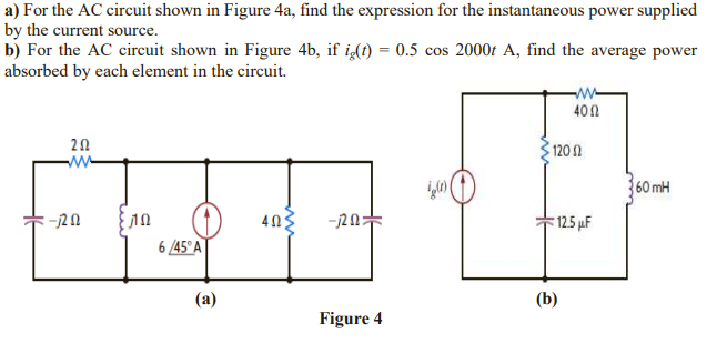 Solved a) For the AC circuit shown in Figure 4a, find the | Chegg.com