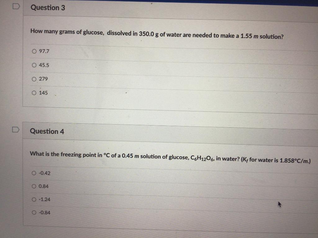 Solved How many grams of glucose, dissolved in 350.0 g of | Chegg.com