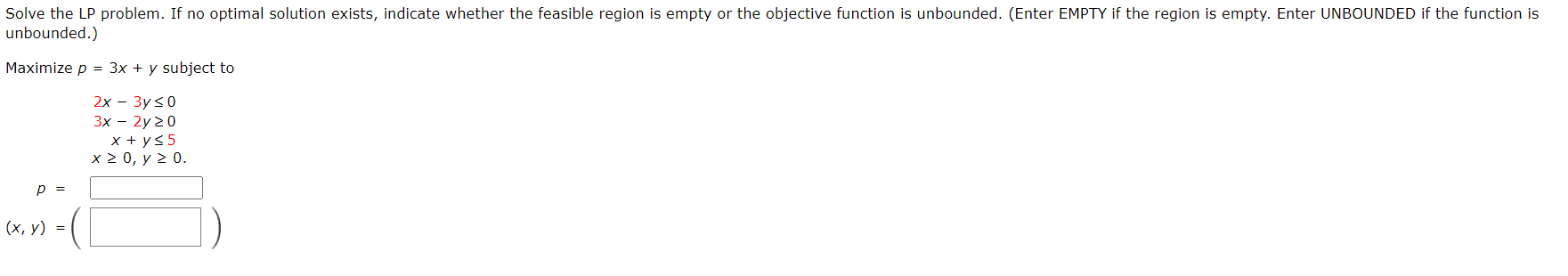 Solved Solve the LP problem. If no optimal solution exists, | Chegg.com