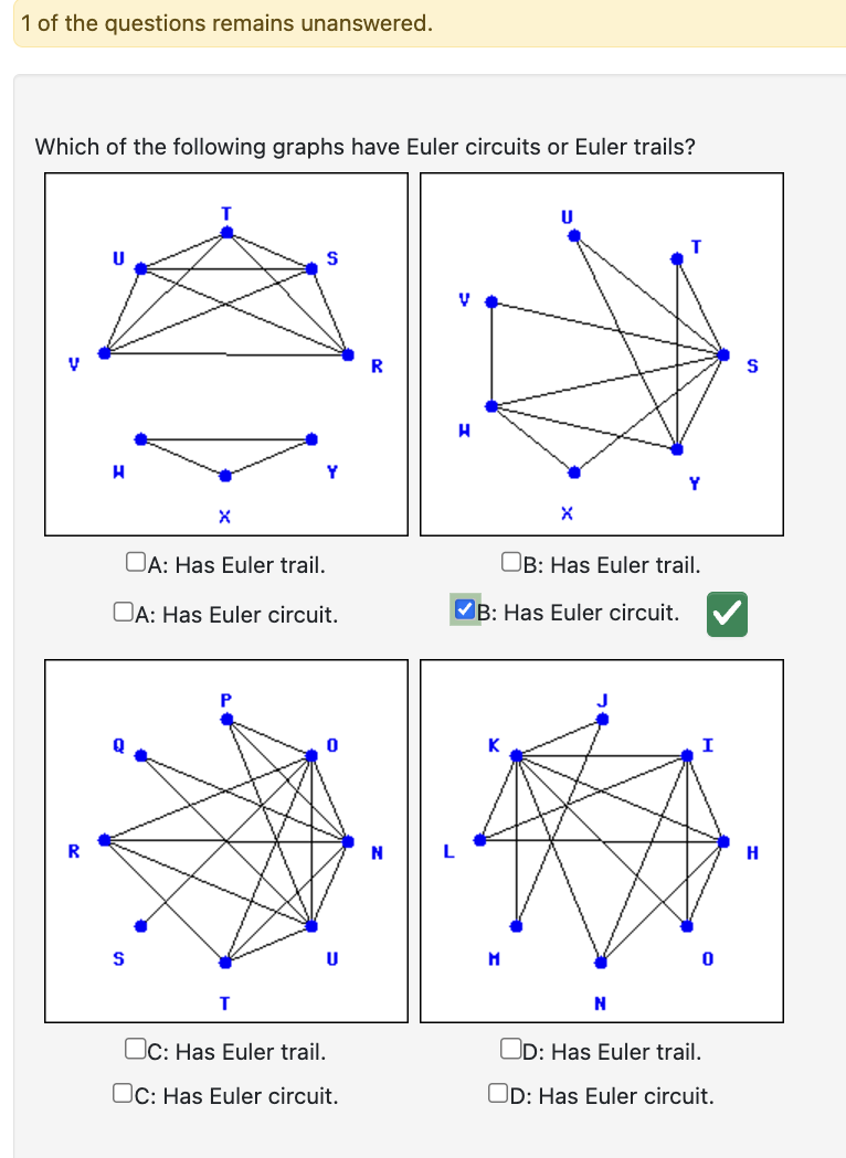 Solved Which of the following graphs have Euler circuits or | Chegg.com