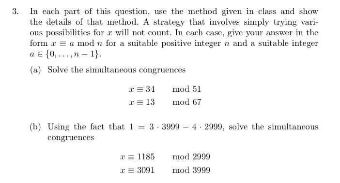 Solved 3. In each part of this question, use the method | Chegg.com