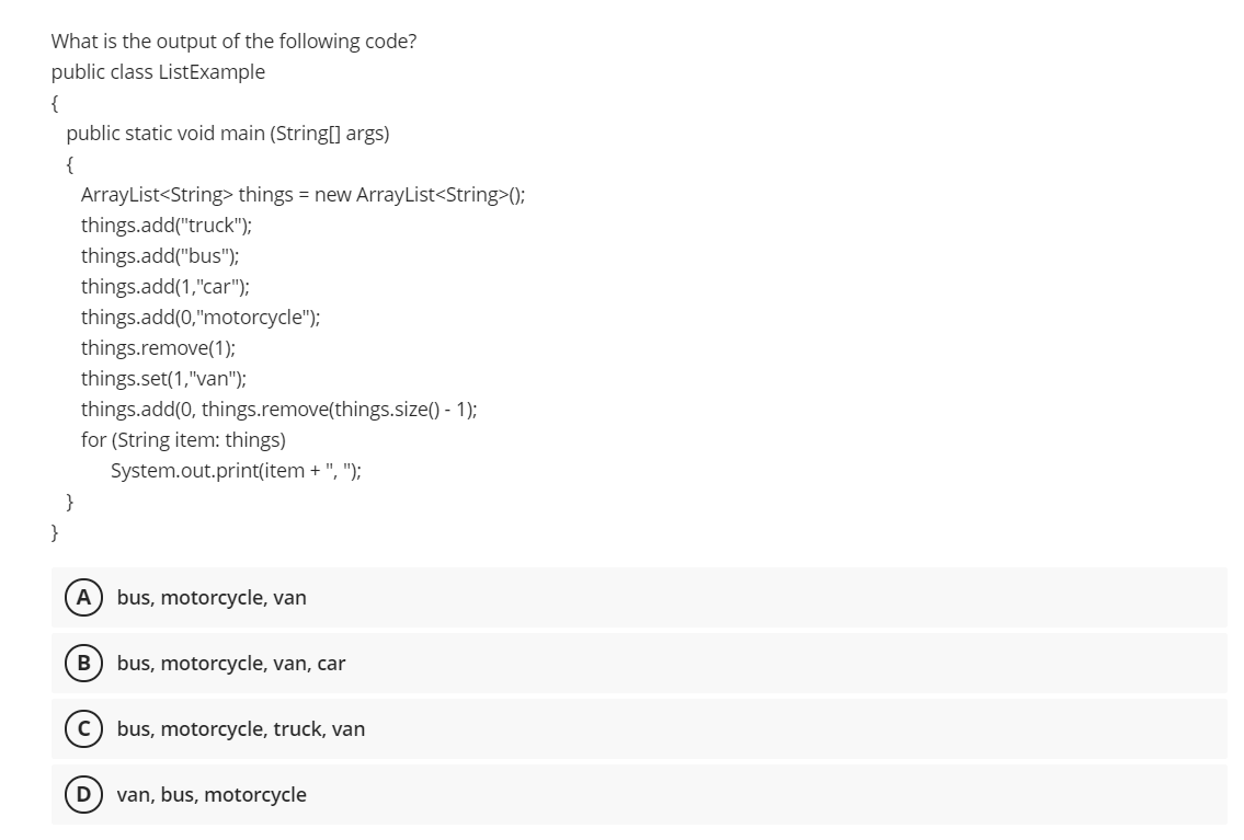 Solved What Is The Output Of The Following Code Public 