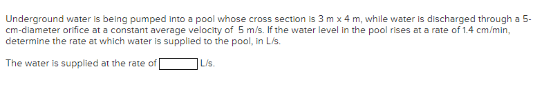 Solved Underground water is being pumped into a pool whose | Chegg.com
