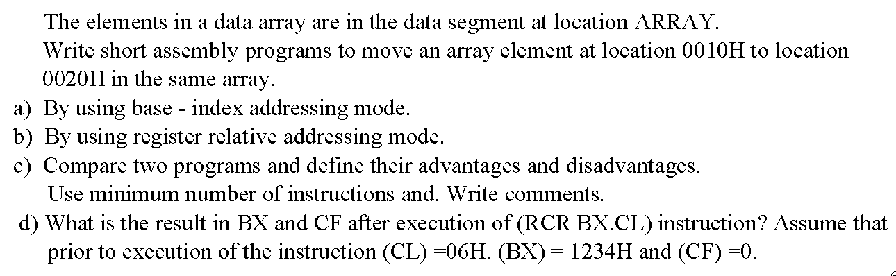 Solved The elements in a data array are in the data segment | Chegg.com