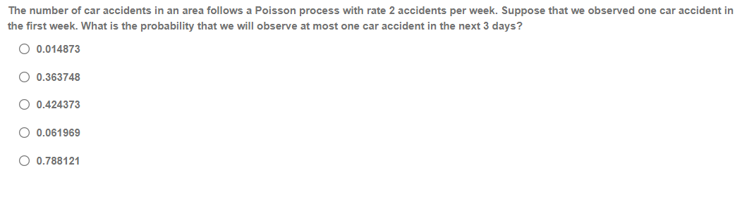 Solved The number of car accidents in an area follows a | Chegg.com