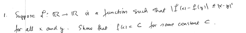 Solved 1. Suppose f:R→R ì a function such that | Chegg.com