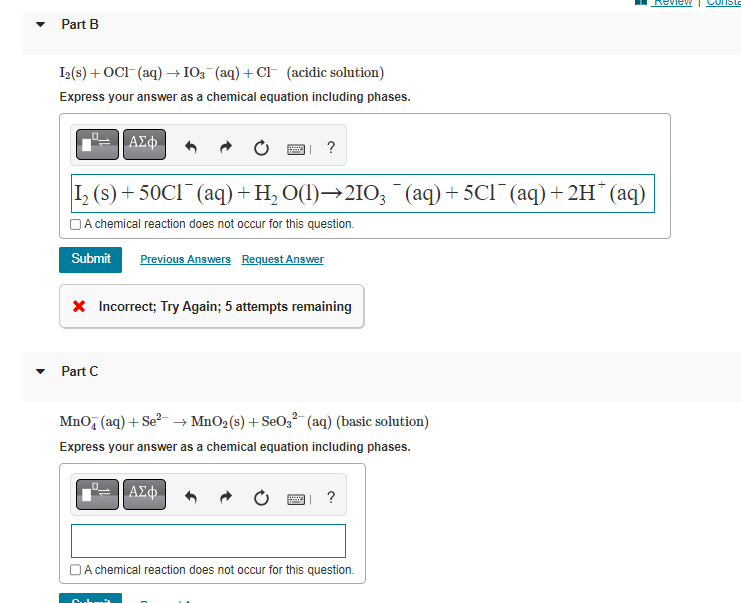 Solved I2( s)+OCl−(aq)→IO3−(aq) +Cl−(acidic solution) | Chegg.com