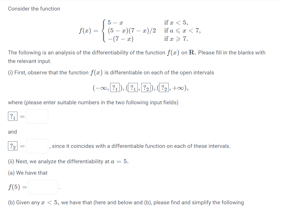 Solved Consider the function 5-2 if x