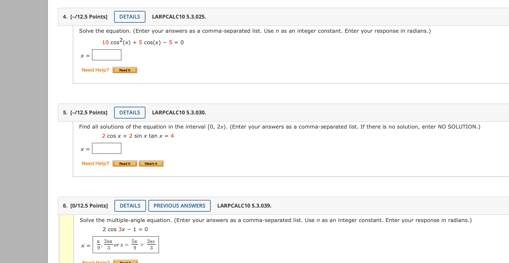 Solved 1. [-/12.5 Points] DETAILS LARPCALC10 5.3.011. MY | Chegg.com