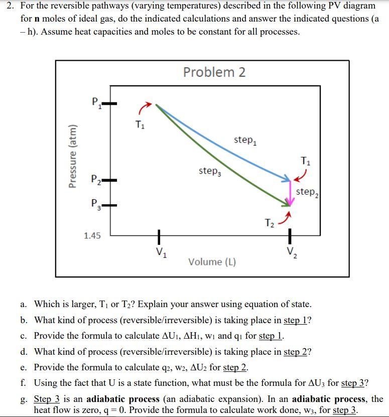 Solved 2. For the reversible pathways (varying temperatures) | Chegg.com