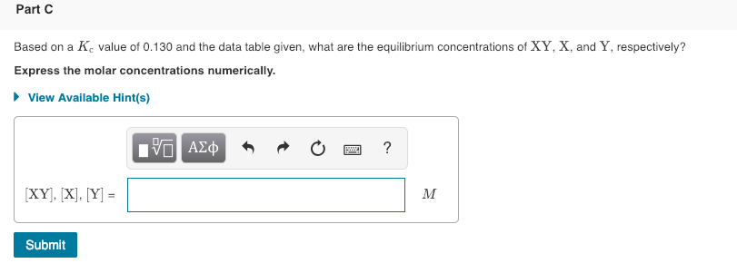 Solved Part B Based on a Kc value of 0.130 and the given | Chegg.com