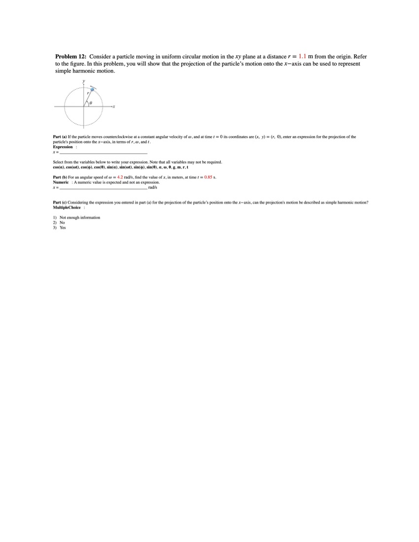 Solved Problem 12: Consider a particle moving in uniform | Chegg.com