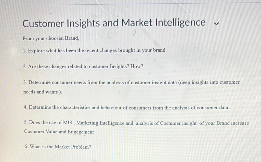 Solved Customer Insights and Market Intelligence From your | Chegg.com