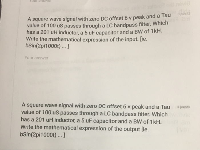 Solved points A square wave signal with zero DC offset 6 v | Chegg.com