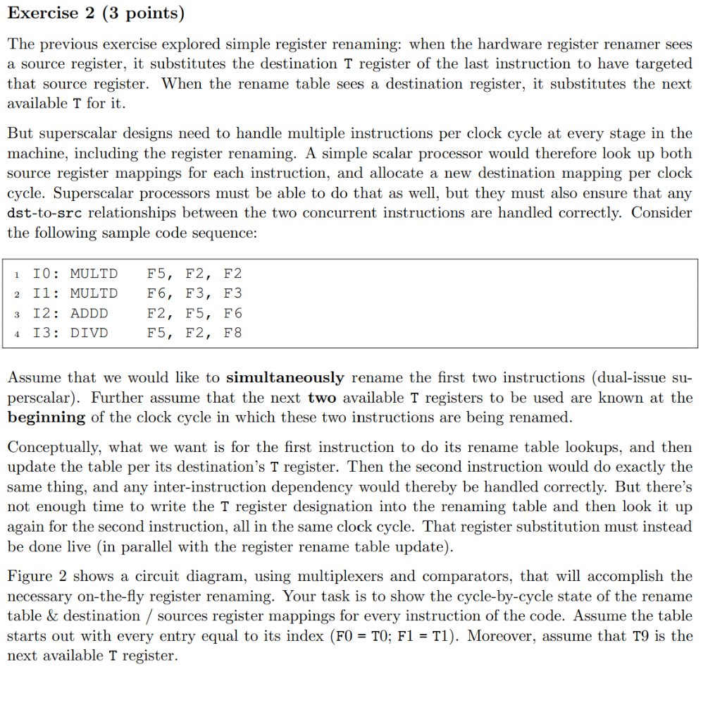 Solved Part 3: Register Renaming Lecture reference: Lecture | Chegg.com