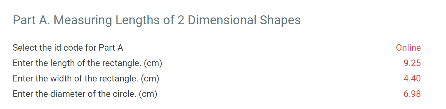 Solved Part A. Measuring Lengths of 2 Dimensional Shapes | Chegg.com