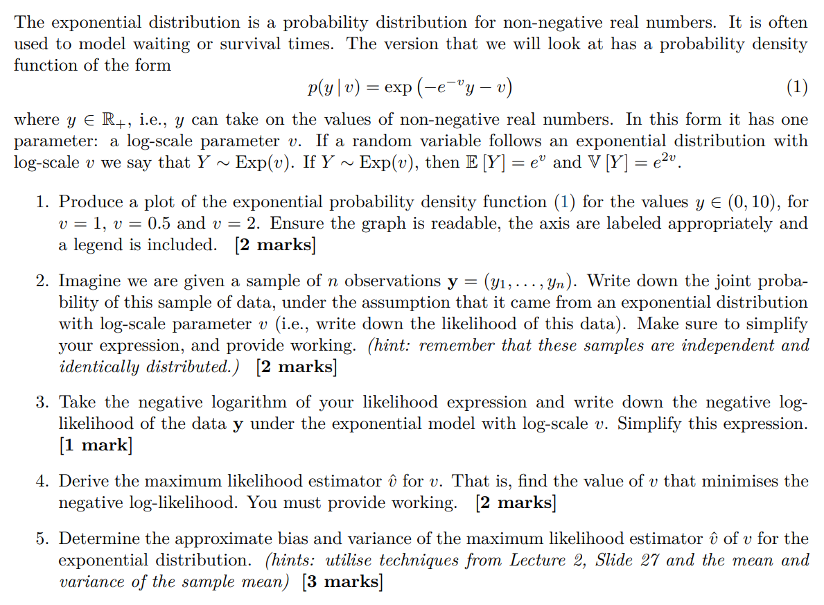The exponential distribution is a probability | Chegg.com