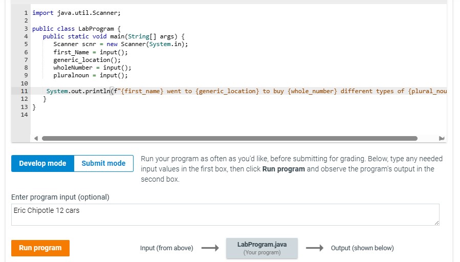 Solved LabProgram.java:11: error: ')' expected | Chegg.com