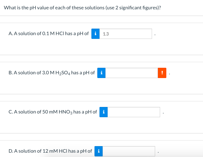 Solved What is the pH value of each of these solutions (use | Chegg.com
