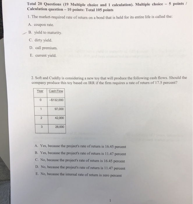 Solved Total 20 Questions (19 Multiple choice and 1 | Chegg.com