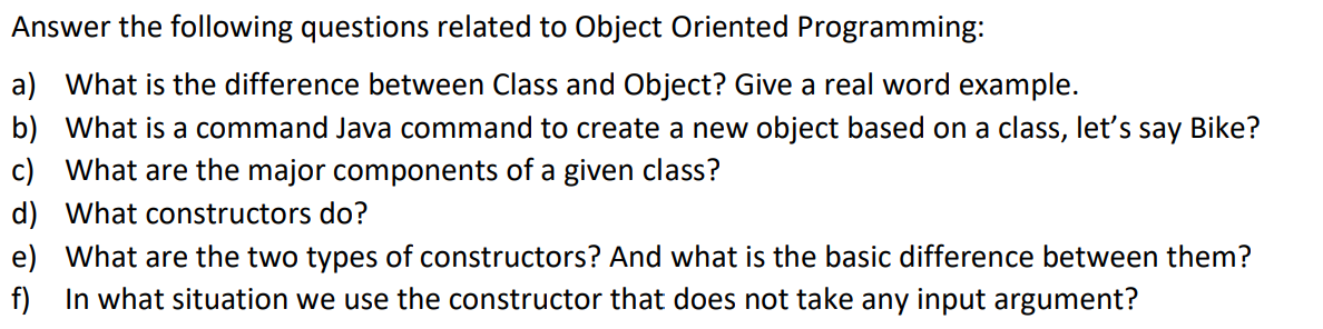 Solved Answer the following questions related to Object | Chegg.com