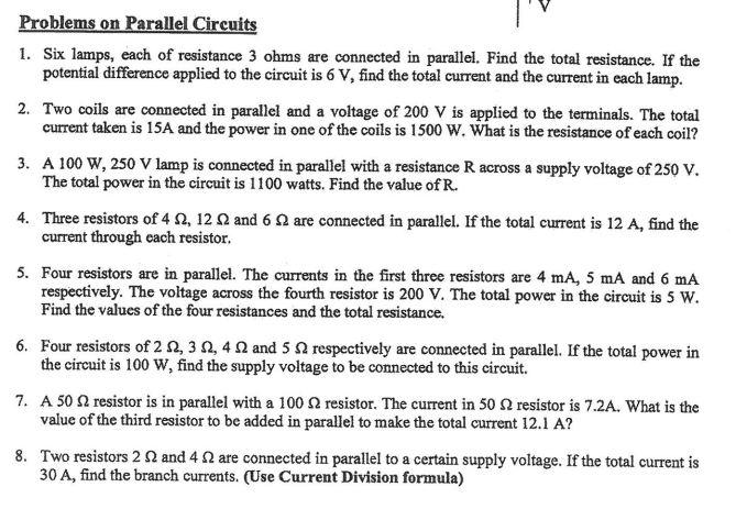 Solved Problems on Parallel Circuits 1. Six lamps, each of | Chegg.com