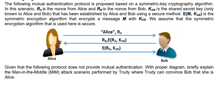 Solved The following mutual authentication protocol is | Chegg.com