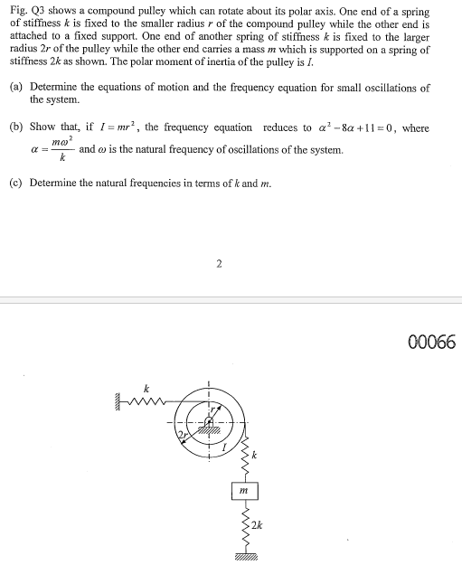Solved Fig. Q3 shows a compound pulley which can rotate | Chegg.com