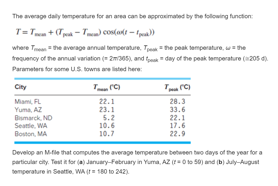 Solved The average daily temperature for an area can be | Chegg.com
