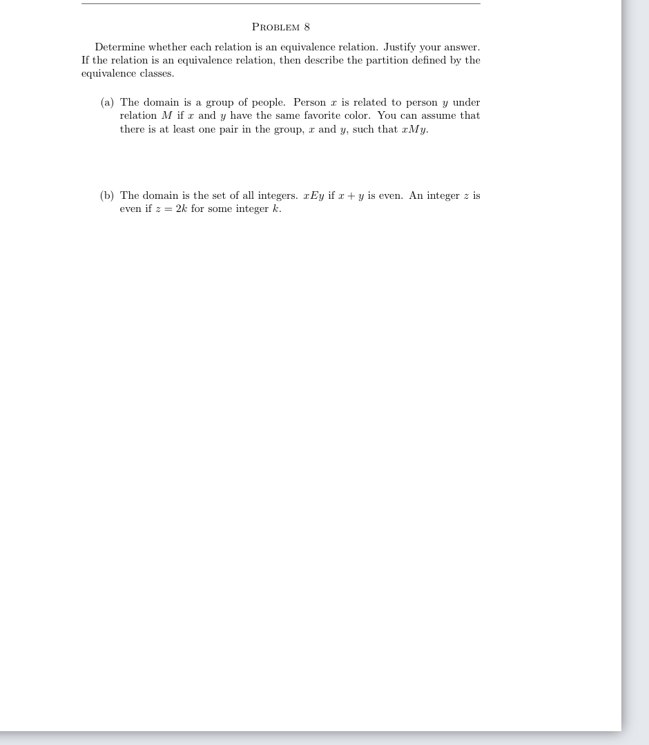 Solved PROBLEM 8 Determine whether each relation is an | Chegg.com