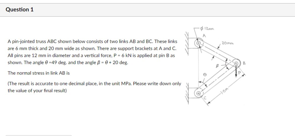 Solved A pin-jointed truss ABC shown below consists of two | Chegg.com