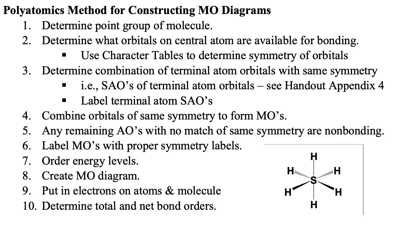 Polyatomics Method for Constructing MO Diagrams 1. | Chegg.com