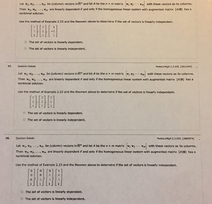 Solved Let vi, v2.., Vm be (column) vectors in R" and let A | Chegg.com