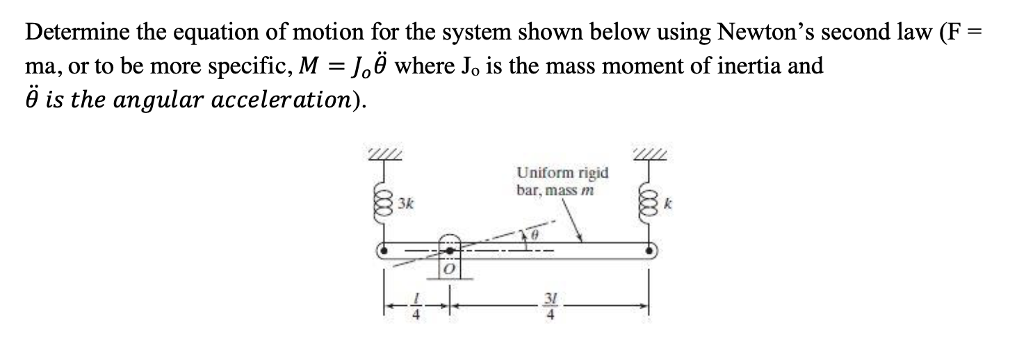 Solved Determine the equation of motion for the system shown | Chegg.com