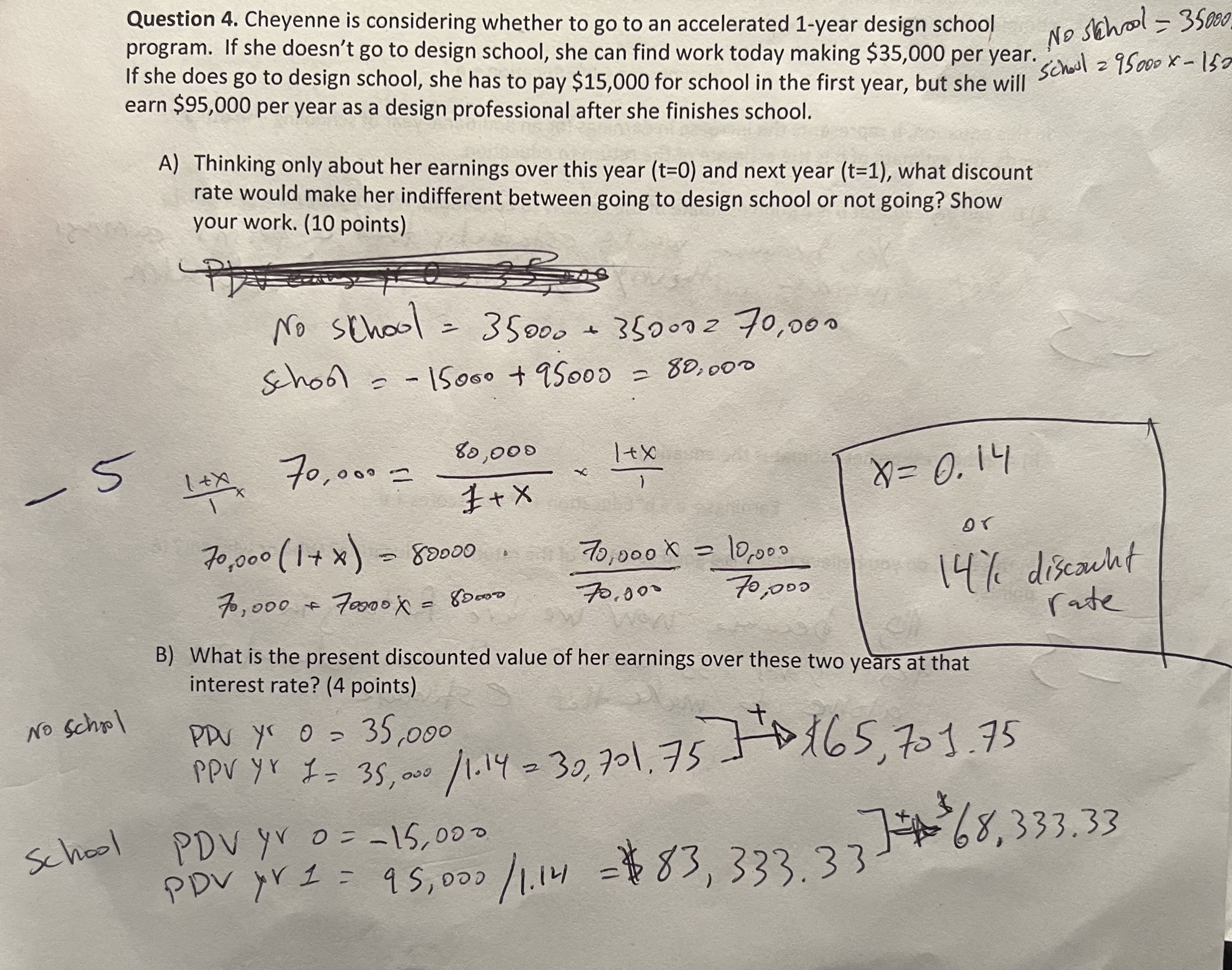 Solved Question 4. Cheyenne is considering whether to go to | Chegg.com