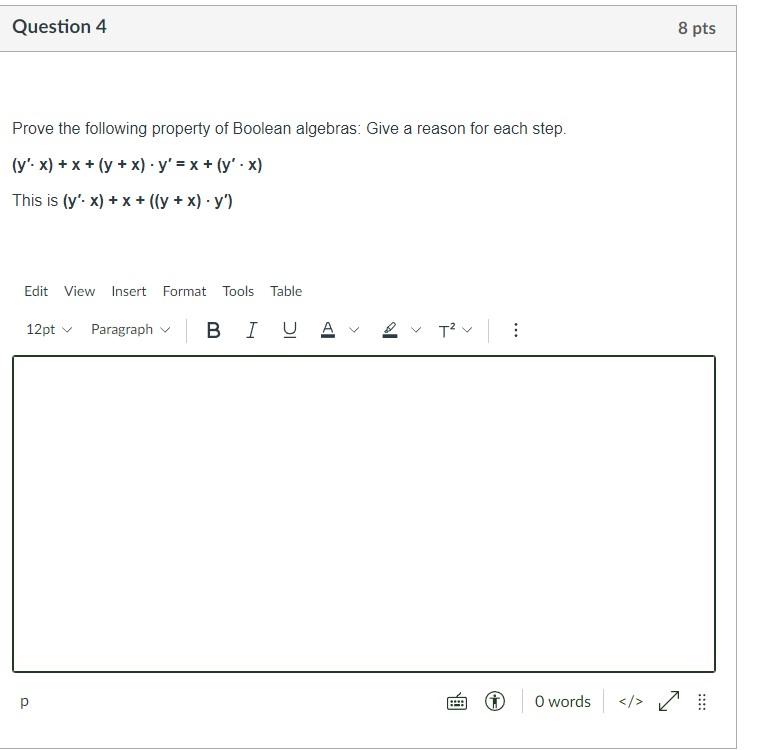 Solved Prove the following property of Boolean algebras: | Chegg.com