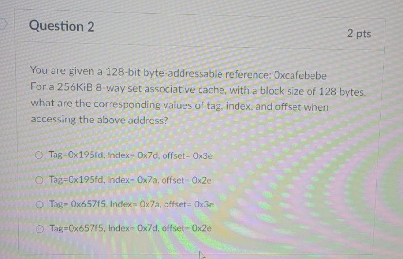 Solved Question 2 2 pts You are given a 128-bit | Chegg.com