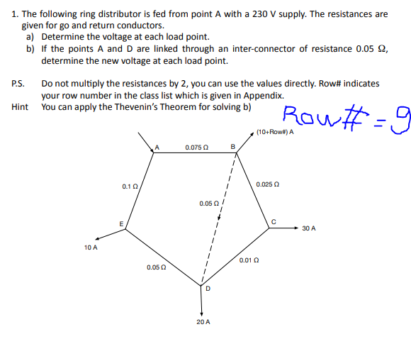 Solved 1. The following ring distributor is fed from point A | Chegg.com