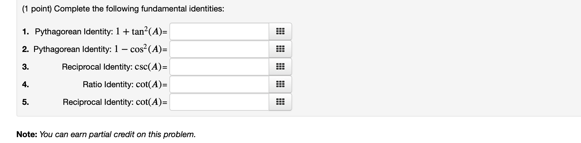 Solved (1 point) Complete the following fundamental | Chegg.com