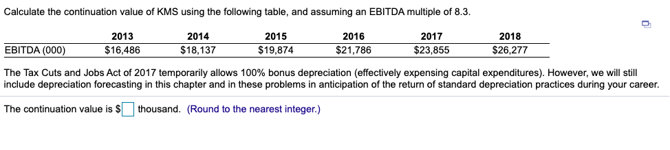 Solved Calculate the continuation value of KMS using the | Chegg.com