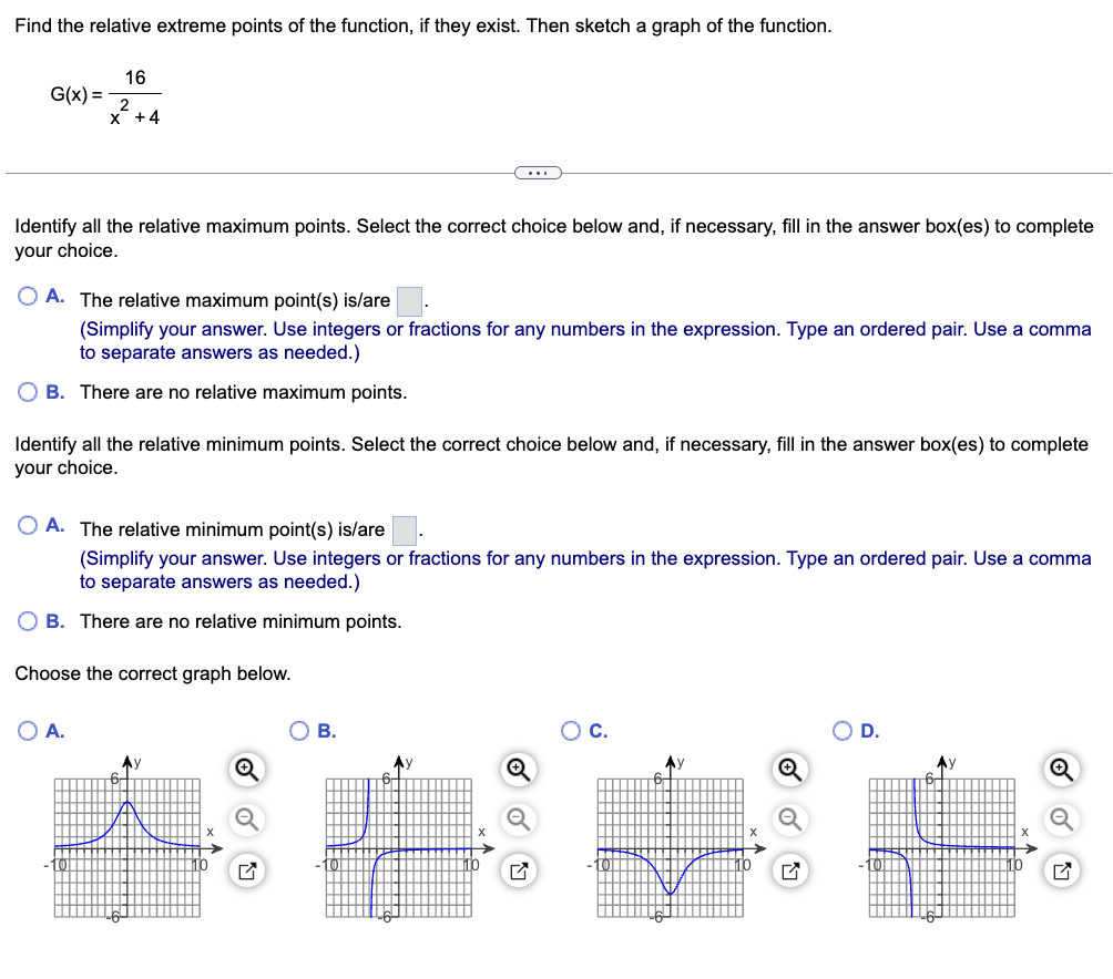 Solved Find the relative extreme points of the function, if | Chegg.com
