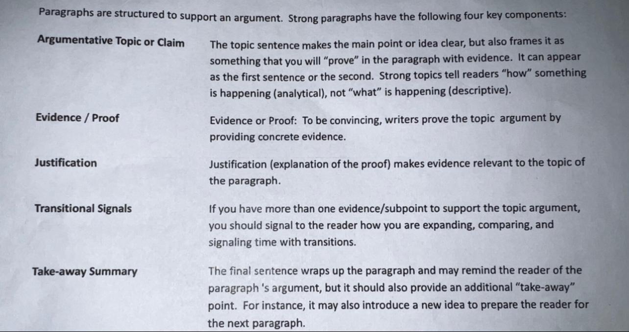 Identify which is topic sentence, evidence, | Chegg.com