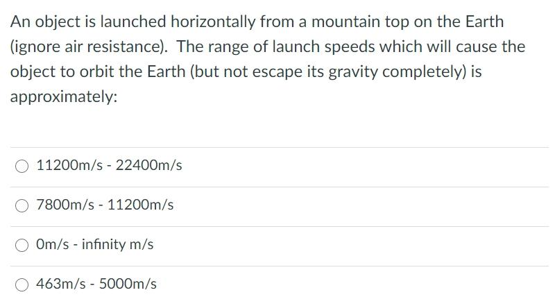 Solved An object is launched horizontally from a mountain | Chegg.com