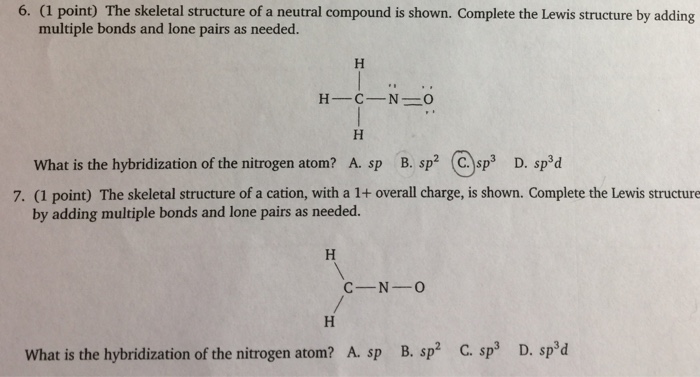 Solved The skeletal structure of a neutral compound is | Chegg.com