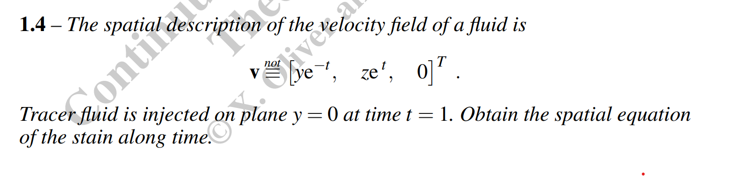 1.4 - The spatial description of the velocity field | Chegg.com