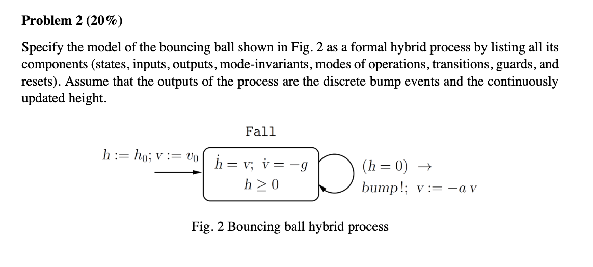 Problem 2 (20%) Specify the model of the bouncing | Chegg.com